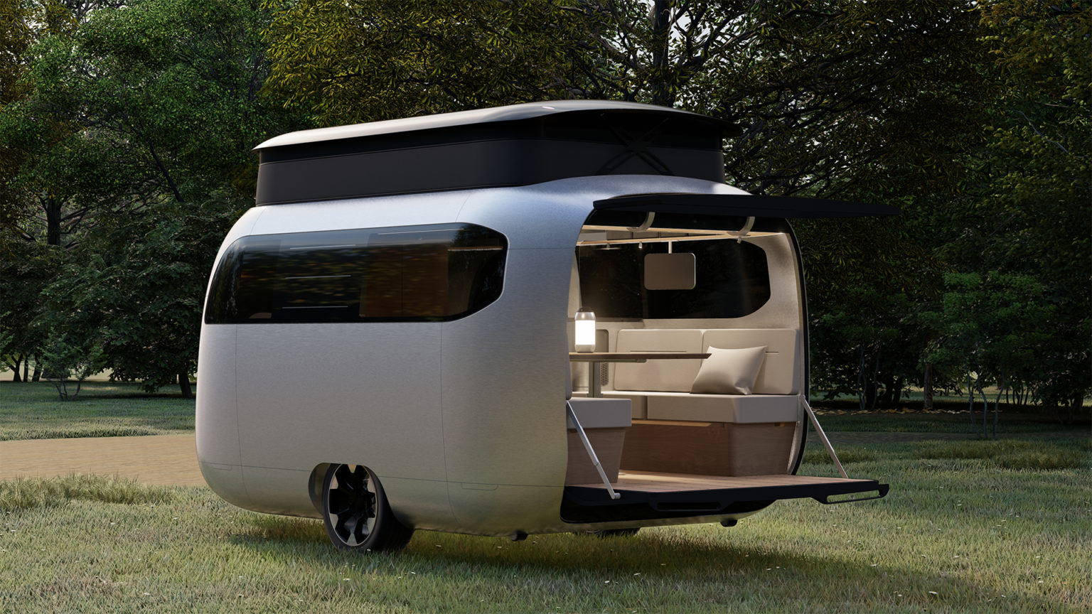 Conheça o trailer futurista da Airstream e Porsche que cabe na garagem